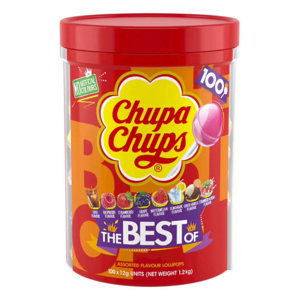 Chupa Chups Best of Lollipops, 100 Lollipop Tube – Ocandy Confectionery