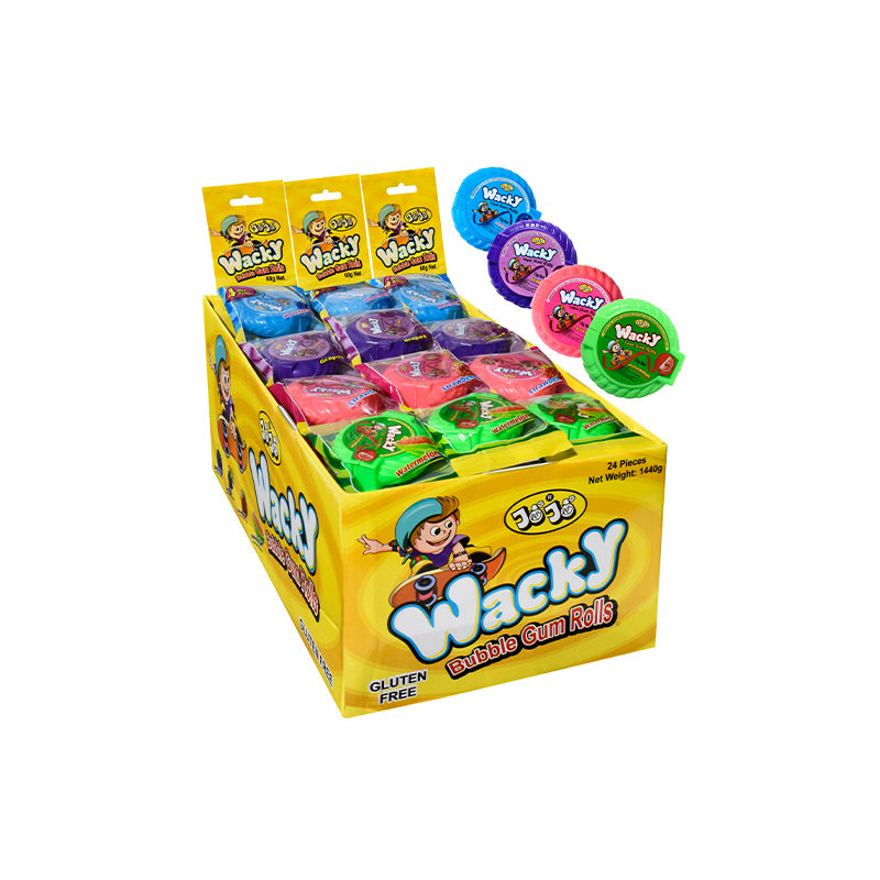 JOJO Wacky Tape Assorted 4 Pack Strip 24 x 60g – Ocandy Confectionery