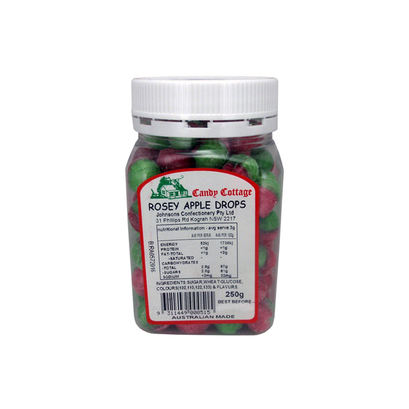 Candy Cottage Rosey Apple Drops 12 x 250g – Ocandy Confectionery