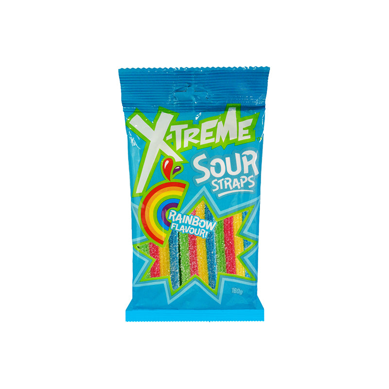 X-Treme Sour Straps Rainbow 12 x 160g – Ocandy Confectionery